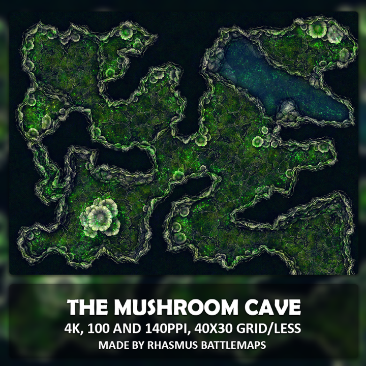 3D Printable The Mushroom Cave V1 Map by Rhasmus Battlemaps
